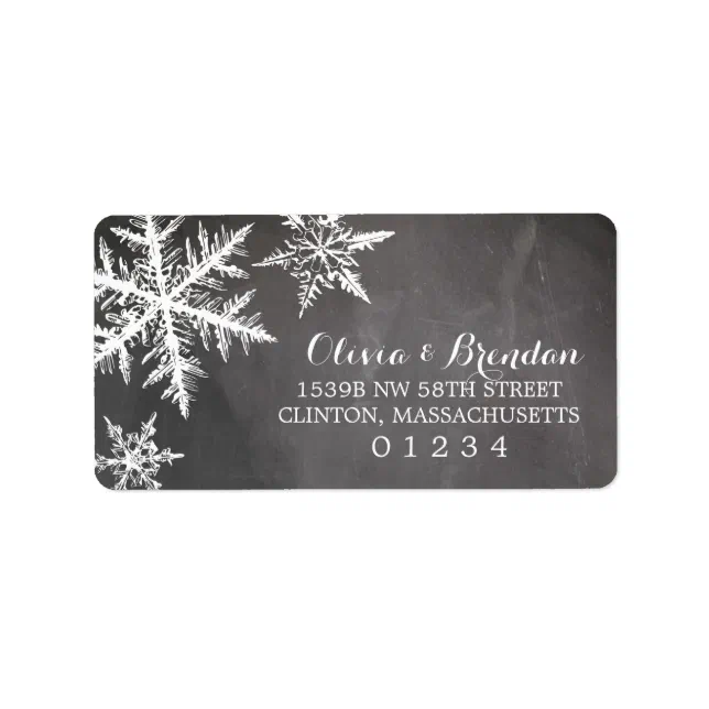 Winter Frost Snowflakes Chalkboard | Address Label | Zazzle