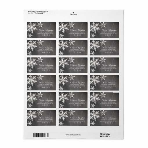 Winter Frost Snowflakes Chalkboard | Address Label | Zazzle