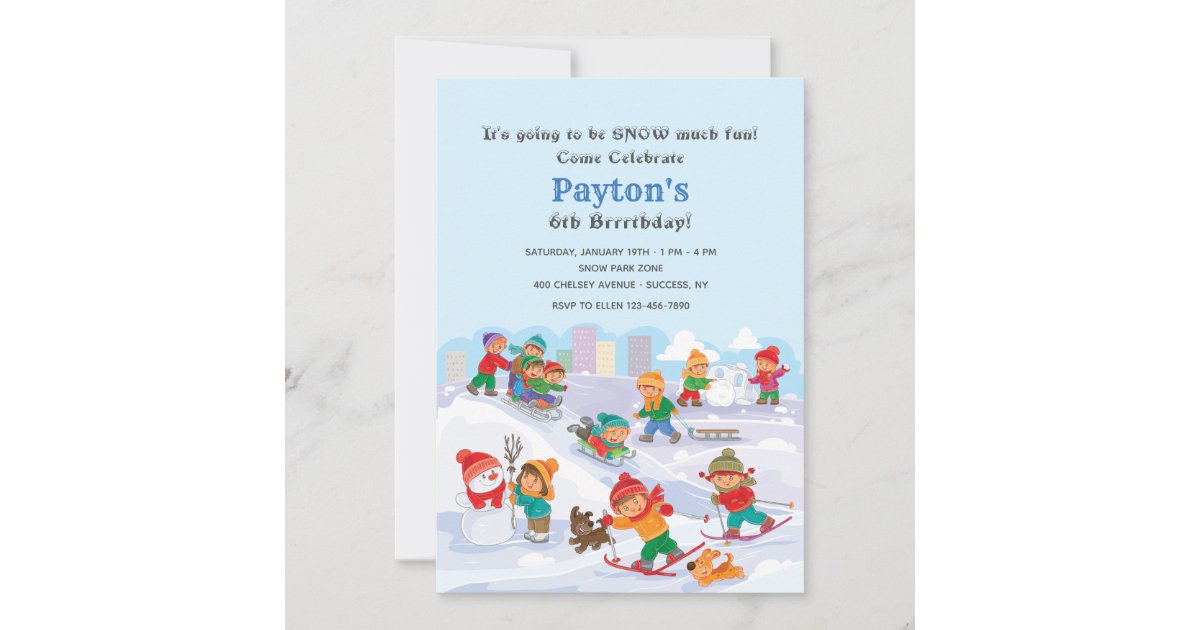 Winter Fun in the Snow Invitation | Zazzle