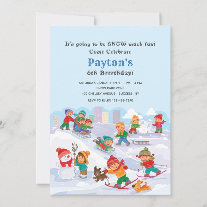 Winter Fun in the Snow Invitation | Zazzle.com