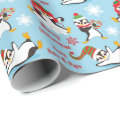 Winter Fun Penguins Christmas Wrapping Paper | Zazzle