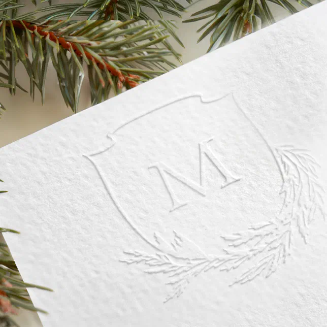 Winter Garland Custom Family Monogram Crest Shield Embosser | Zazzle