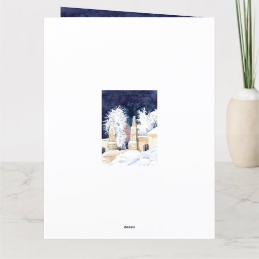 Winter gate at night thank you card | Zazzle