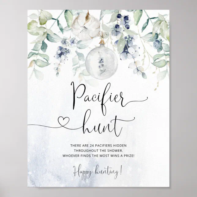 Winter gender neutral cosy Pacifier hunt game Poster | Zazzle