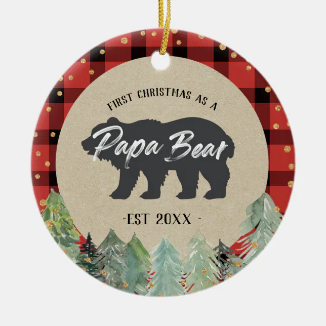 Winter gold Christmas as a Papa Bear Ornament | Zazzle