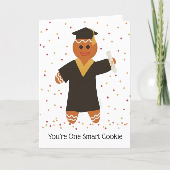 Winter Graduation Smart Cookie Gingerbread Thank You Card | Zazzle