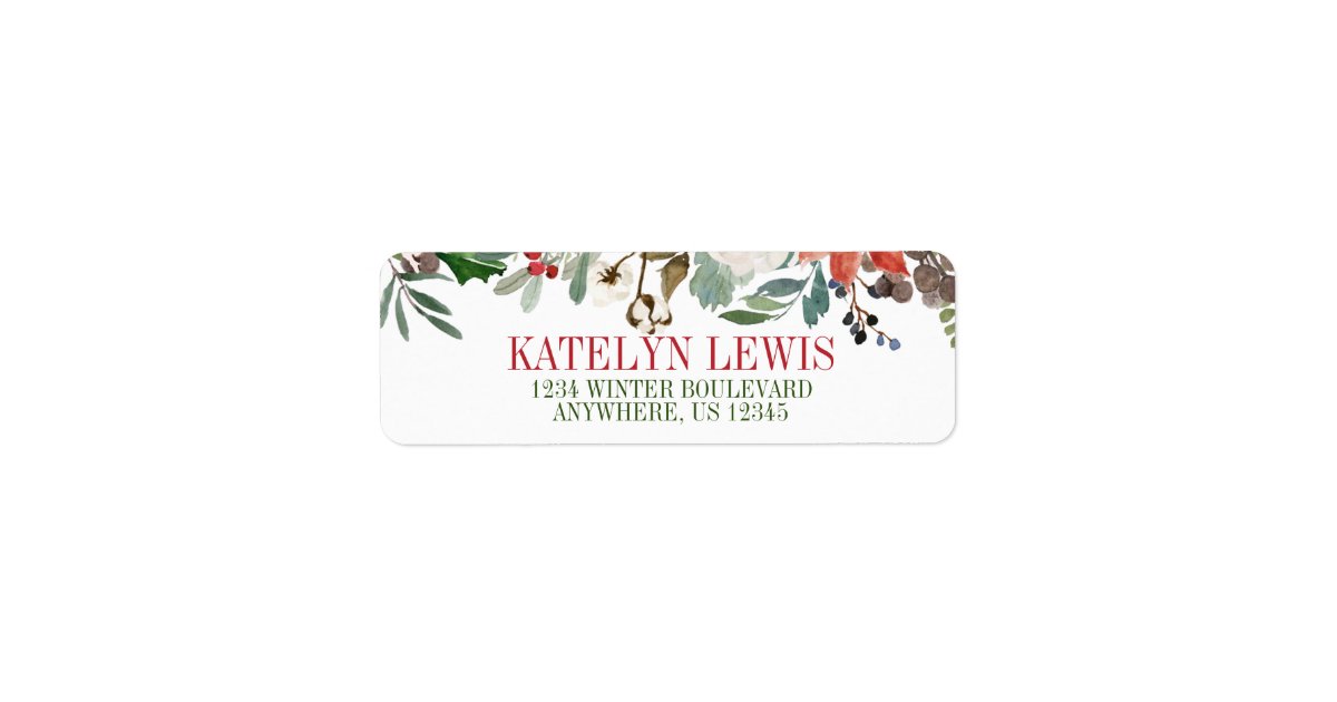 Winter Greenery Address Labels with Holly | Zazzle