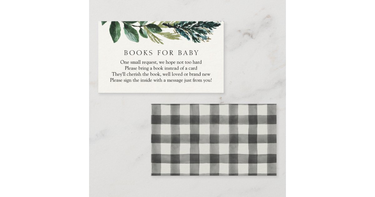 Winter Greenery and Plaid Books for Baby Enclosure | Zazzle