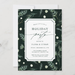 Winter Greenery Holiday Party Invitation | Zazzle
