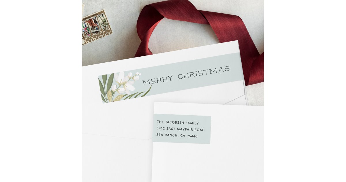 Winter Greenery | Holiday Return Address Wrap Around Label | Zazzle