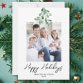 Winter Greenery Mistletoe Happy Holidays Photo Holiday Card | Zazzle