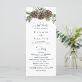 Winter Greenery Pine Cone Wedding Program | Zazzle