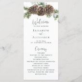 Winter Greenery Pine Cone Wedding Program | Zazzle