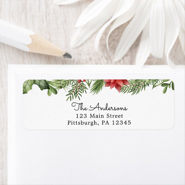 Winter Greenery Return Address Label | Zazzle