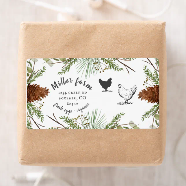Winter Greenery Rustic Script Egg Carton Label | Zazzle
