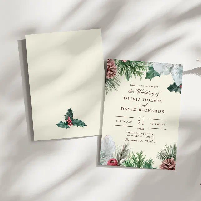 Winter Greenery Wedding Invitation | Zazzle