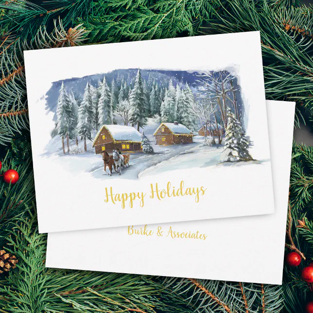 Winter Happy Holidays Business Christmas Card | Zazzle