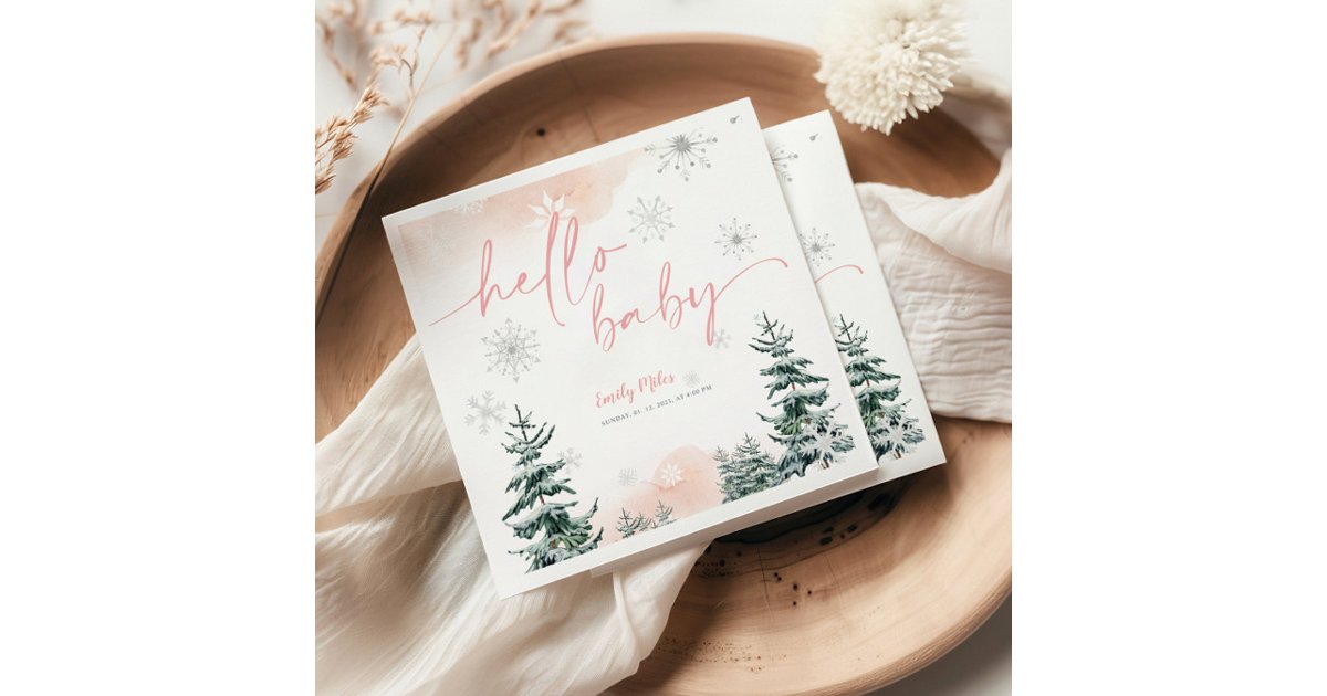 Winter Hello Baby Napkins, Baby Shower Napkins | Zazzle