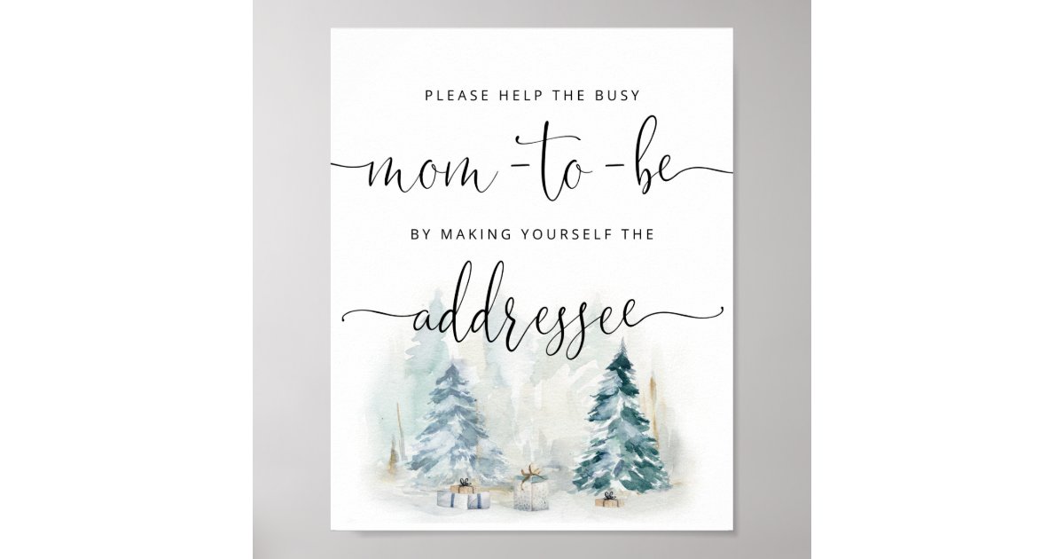 Winter Help the Busy Mom Address an Envelope Poster | Zazzle