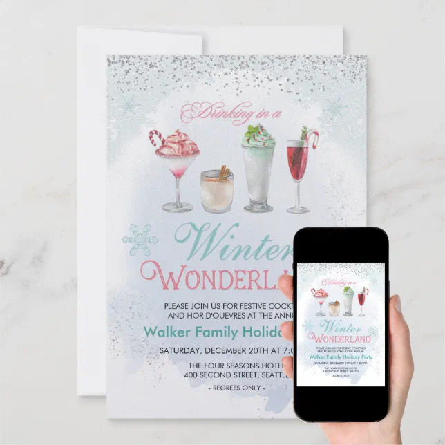Winter Holiday Christmas Cocktail Party Invitation | Zazzle