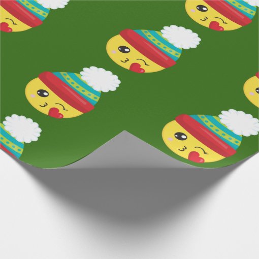 Winter Holiday Christmas Emoji Wrapping Paper | Zazzle