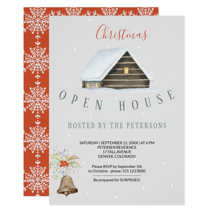 Winter Holiday Christmas Open House Party Modern Invitation | Zazzle.com