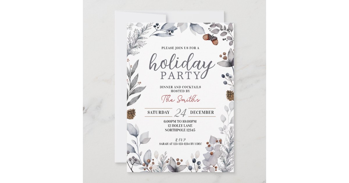 Winter Holiday Party Invitation, Cocktails Dinner Invitation | Zazzle