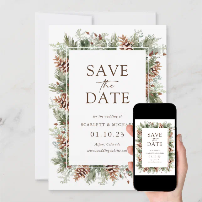 Winter Holiday Save The Date Card | Zazzle