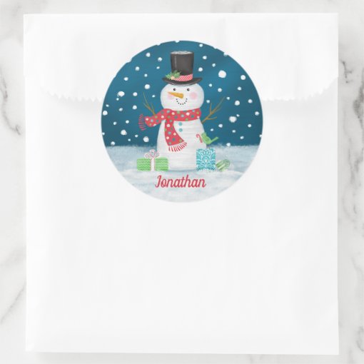 Winter Holiday Snowman Christmas Sticker | Zazzle
