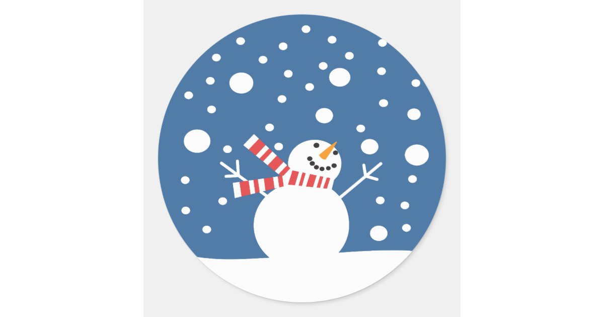 Winter Holiday Snowman Classic Round Sticker | Zazzle