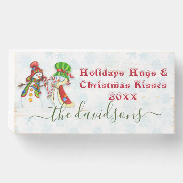 Winter Holiday Snowmen Christmas Party Wooden Box Sign | Zazzle