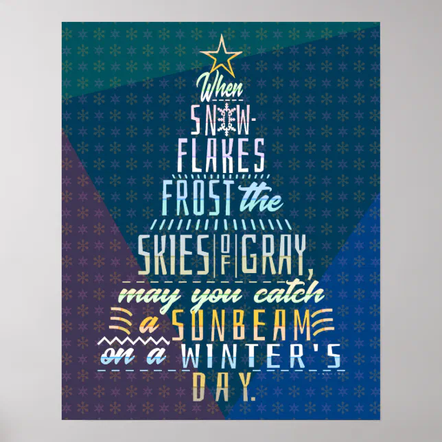 Winter Holidays Christmas Tree Snowflakes Poem Poster | Zazzle