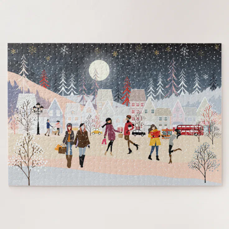 Winter Holidays Christmas Village Jigsaw Puzzle | Zazzle