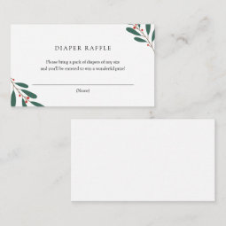 Winter Holly Branches Diaper Raffle insert card | Zazzle