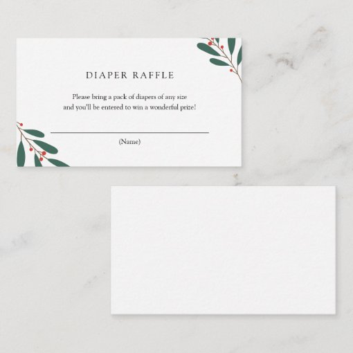 Winter Holly Branches Diaper Raffle insert card | Zazzle