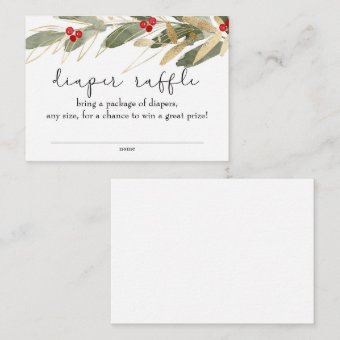 Winter Holly Diaper Raffle Insert for Baby Shower | Zazzle