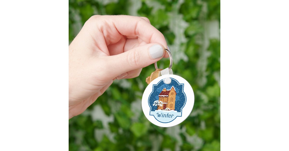 Winter House In The Snow Keychain | Zazzle