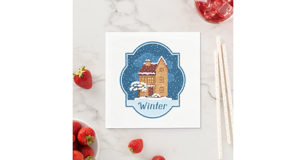 Winter House In The Snow Napkins | Zazzle