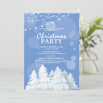 Winter Ice Blue Christmas Holiday Party Invitation | Zazzle