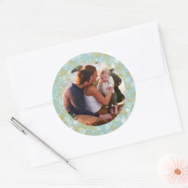 Winter Ice Blue Snowflake Christmas Classic Round Sticker | Zazzle