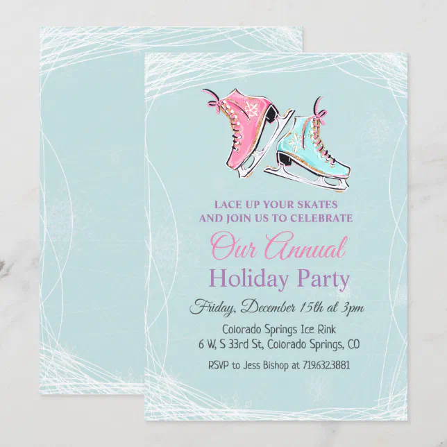 Winter Ice Skating Holiday Party Invitation | Zazzle