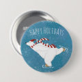 Winter Ice Skating Polar Bear Button | Zazzle