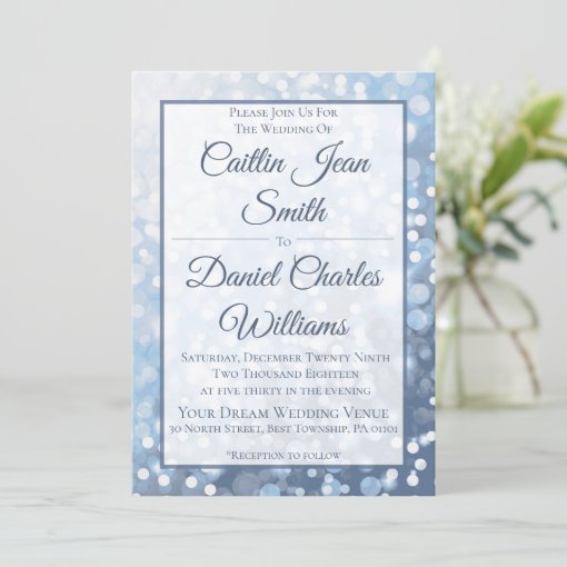 Winter Icy Blue Wedding Invitation | Zazzle