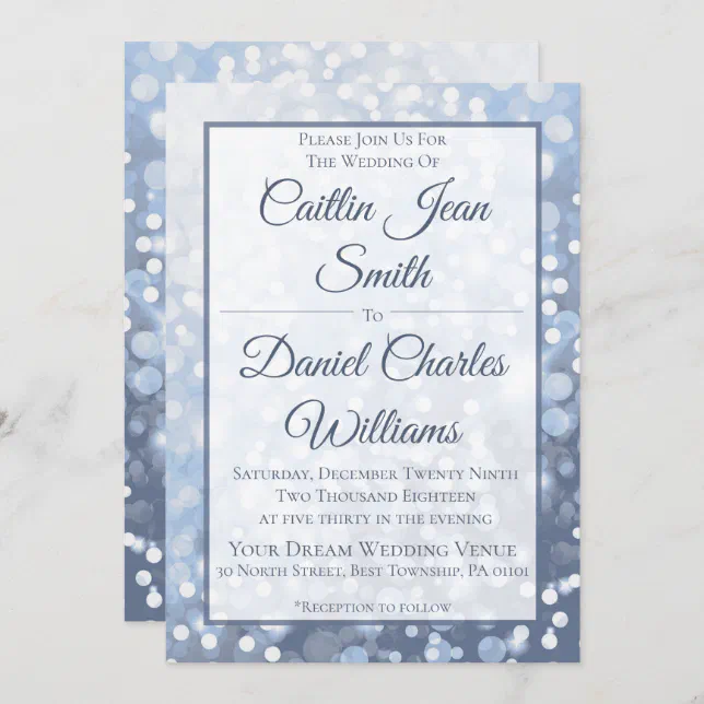 Winter Icy Blue Wedding Invitation | Zazzle