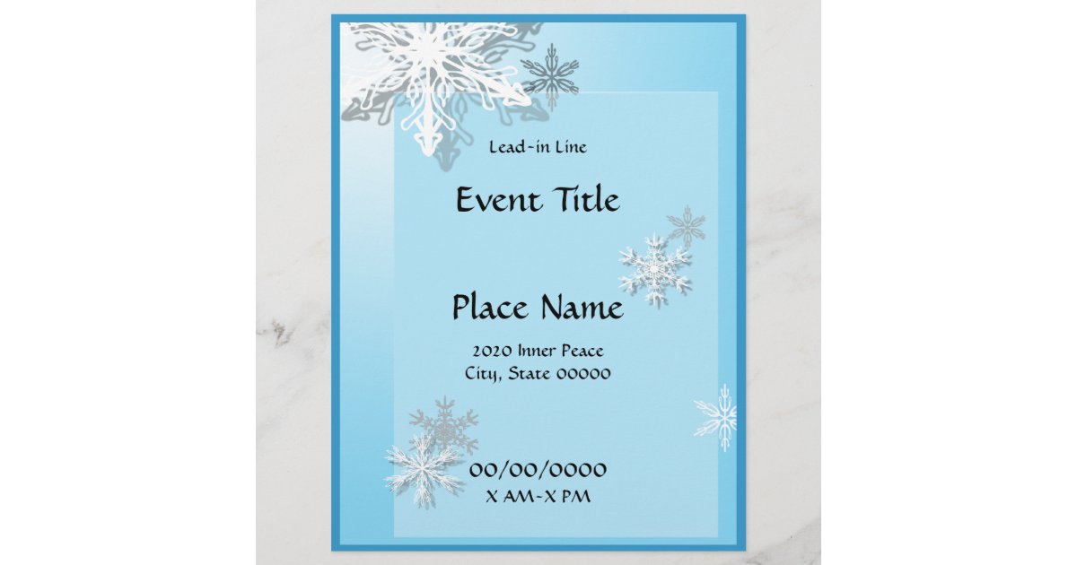 Winter Icy Snowflakes Event Flyer | Zazzle