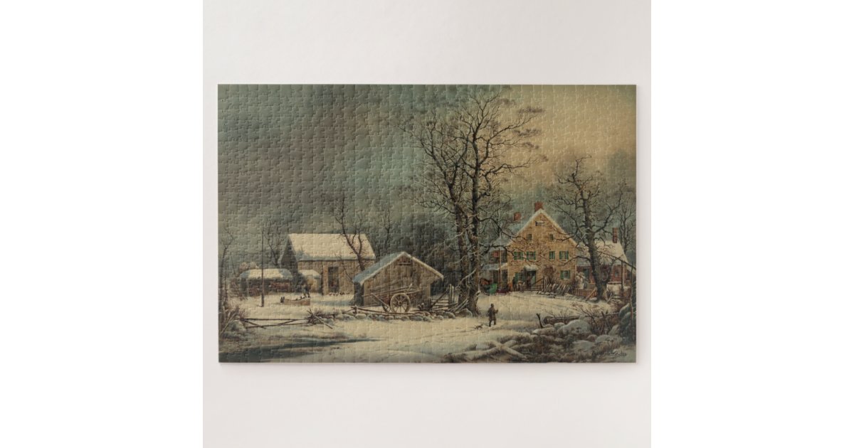 Winter in the country: a cold morning jigsaw puzzle | Zazzle