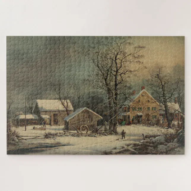 Winter in the country: a cold morning jigsaw puzzle | Zazzle