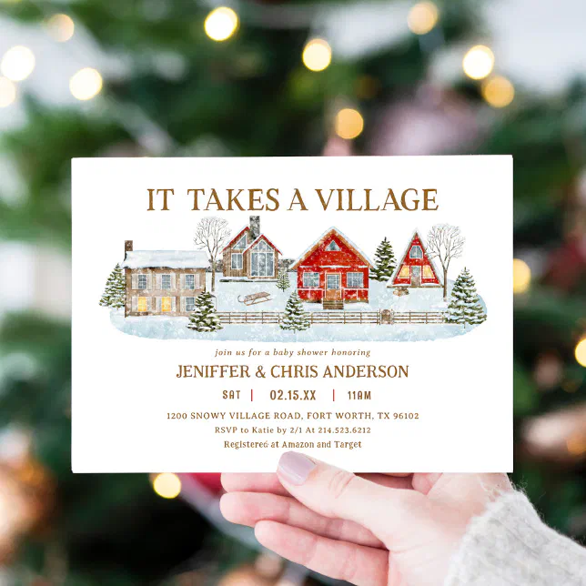 Winter It Takes a Village Baby Shower Invitation | Zazzle