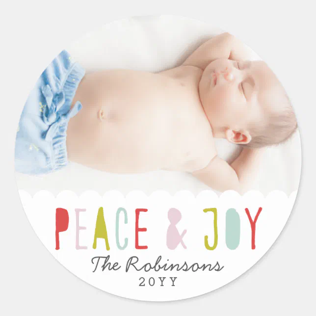 Winter Joy Holiday Classic Round Sticker | Zazzle