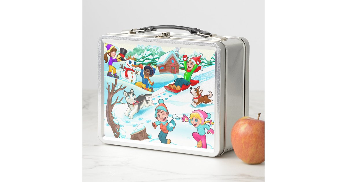 Winter Kids Metal Lunch Box | Zazzle